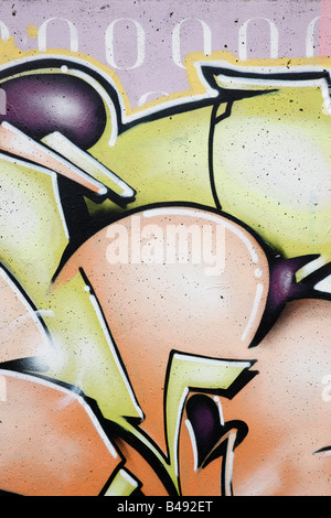 Inner city background with colorful graffiti Stock Photo - Alamy