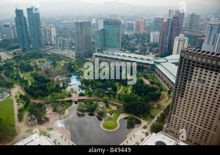 aerial view of the KLCC Park from th ePetronas Twin Towers Stock Photo ...