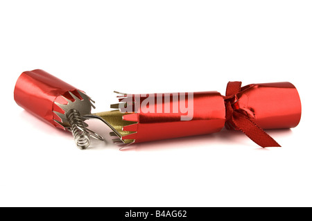 Open red Christmas cracker isolated on white, top view Stock Photo - Alamy