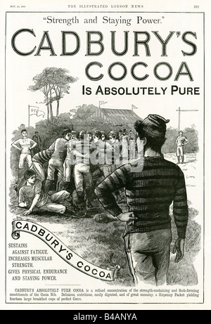 Victorian advert for Cadbury's Cocoa, 1880s, 19th Century Stock Photo ...
