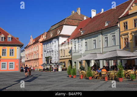 Romania, Transylvania, Sibiu, Piata Mare Square, building detail Stock ...