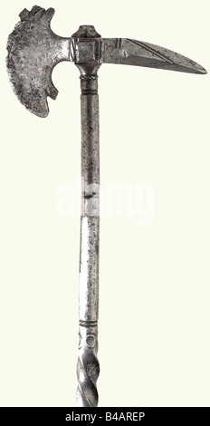 A German battle axe, 1st half of the 16th century. Curved edge, the ...