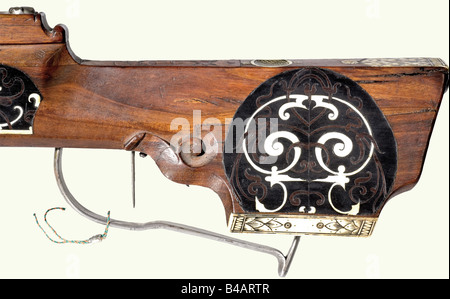A German hunting/sporting crossbow, circa 1720. Iron prod with original ...