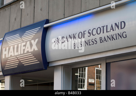 Halifax Building society and Bank street sign in Sheffield UK Stock ...