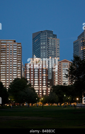 Buildings lit up at dusk, Boston, Massachusetts, USA Stock Photo - Alamy