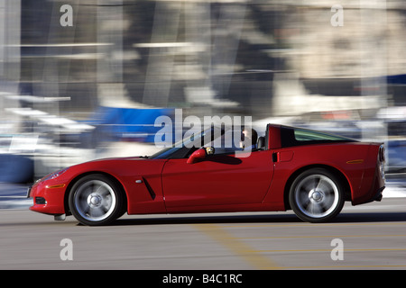 Car, Corvette C6, model year 2004-, roadster, Convertible, red, open ...