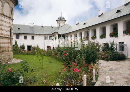 14th century fortified Monastery compound buildings walkway in Inner ...