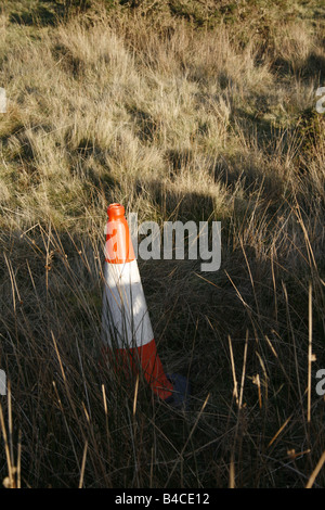 Traffic cone in a field Stock Photo - Alamy