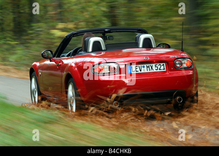 Mazda MX-5, model year 2005-, red, open top, standing, upholding, rear ...