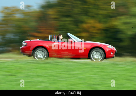 Mazda MX-5, model year 2005-, red, open top, standing, upholding, rear ...