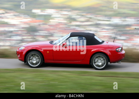 Mazda MX-5, model year 2005-, red, open top, standing, upholding, rear ...