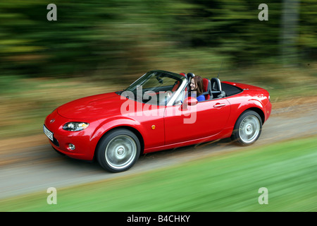 Mazda MX-5, model year 2005-, red, open top, standing, upholding, rear ...