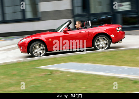Mazda MX-5, model year 2005-, red, open top, standing, upholding, rear ...