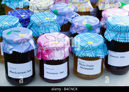 home made jars of jam selling in English village Stock Photo - Alamy
