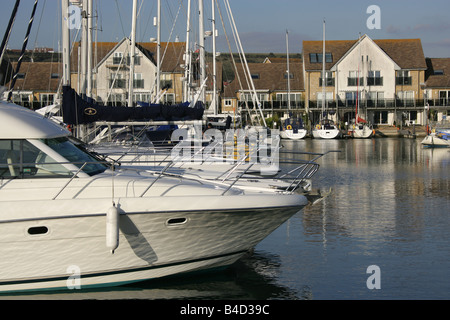 City of Portsmouth, England. Sail and power boats berthed at Port ...