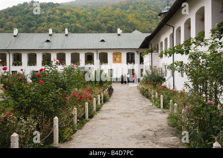 14th century fortified Monastery compound buildings walkway in Inner ...