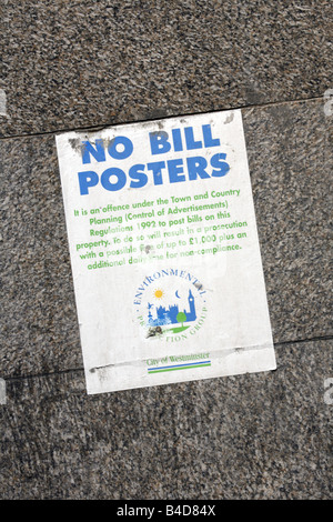 A no bill posters sign on a wall in Cambridge UK Stock Photo - Alamy