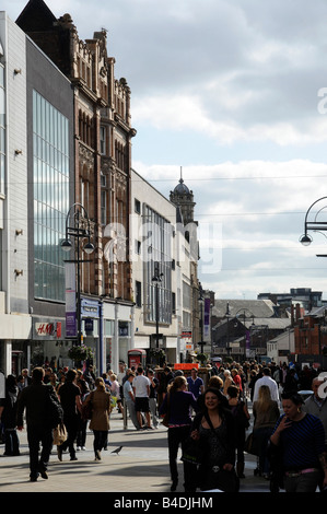 Briggate Leeds main pedestrian shopping street and Victoria Quarter ...