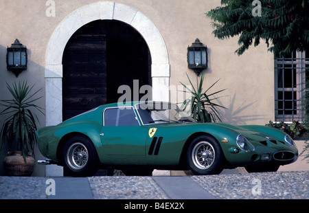 side view of a 250 GTO Ferrari paintwork done in french national colors ...