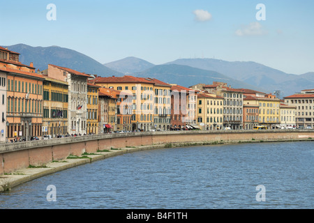 Pisa Italy Buildings overlooking the Arno River Stock Photo - Alamy