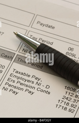 Wage pay payslip tax pension and national insurance payment deduction ...