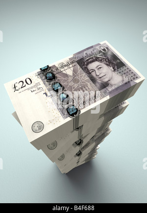 MONEY Stack of UK Sterling £20 Pound Notes. Concept. White background ...