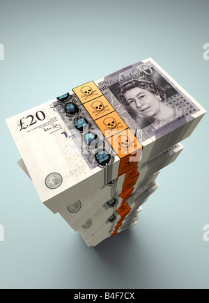 MONEY Stack of UK Sterling £20 Pound Notes. Concept. White background ...
