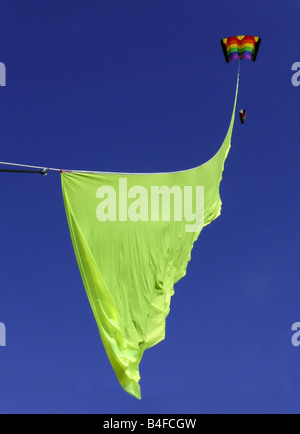 Blue green fish kite flying in Lytham St Annes on Sea, Lancashire. UK ...