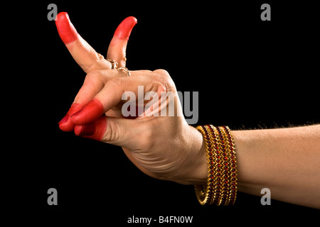 Woman hand showing Katakamukha hasta (meaning Opening in a Bracelet) of ...