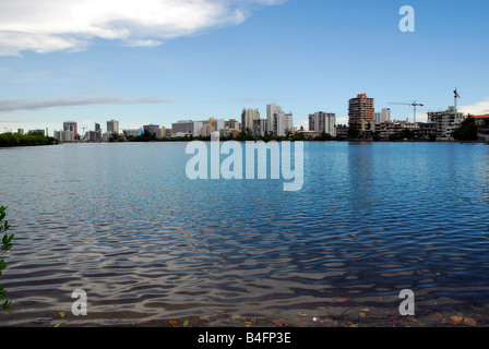 El Condado Lagoon and skyline, El Condado, San Juan, Puerto Rico Stock ...