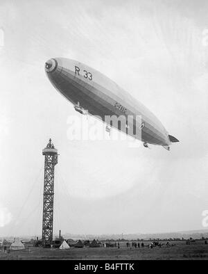 Armstrong Whitworth R33 Airship G FAAG moving towards the docking tower ...