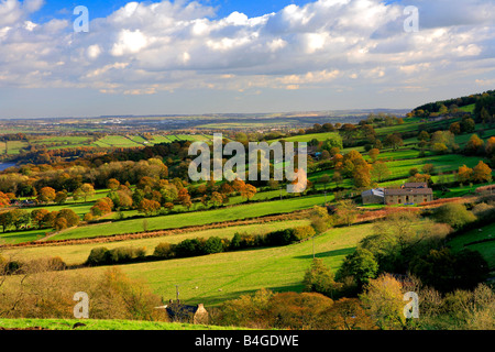 River Amber Valley Landscape Ashover village Peak District National ...