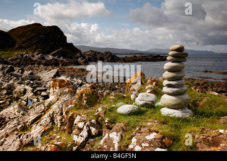 Boulder stack on the seashore at Smirisary, Highlands, Scotland Stock ...