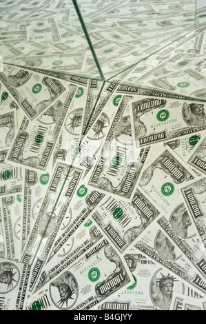 Many American bank notes reflected in vertical mirrors Stock Photo - Alamy