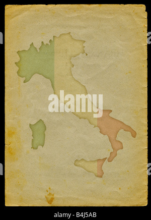 Italy map on old paper Stock Photo - Alamy