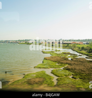 Panoramic Aerial view of the River Stour, the Stonar Lake and the ...