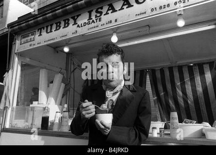 Tubby Isaacs jellied eels stall in Whitechapel High Street East End ...