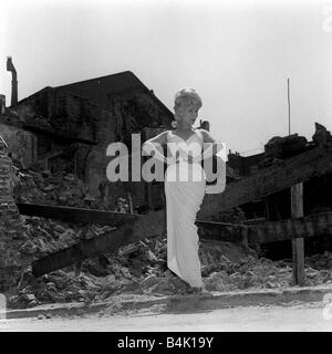 Jill Day actress singer June 1962 poses at demolished bomb site Stock ...