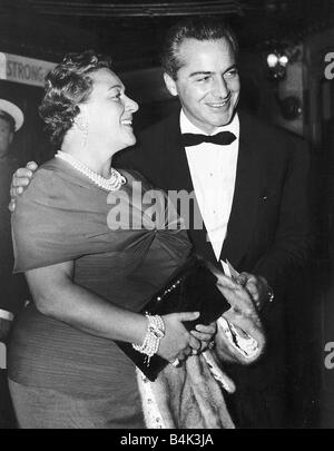 Italian actor Rossano Brazzi and his wife Lidia Bertolini smiling in a ...