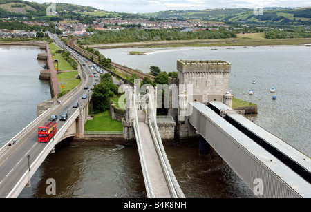 Conwy Suspension Bridge in North-Wales. United Kingdom Stock Photo - Alamy