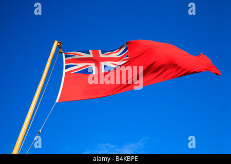 Red Ensign flag of the British merchant marine at Ferry tu Mull island ...