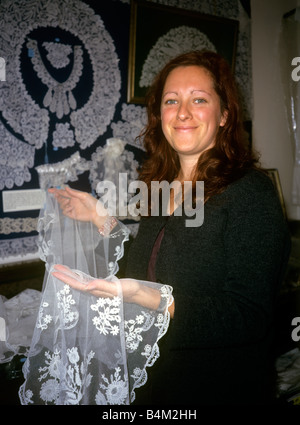Devon Honiton crafts Lace Shop display Stock Photo - Alamy