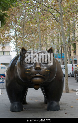 Cat, a sculpture by Fernando Botero in the Botero Plaza in Medellin ...