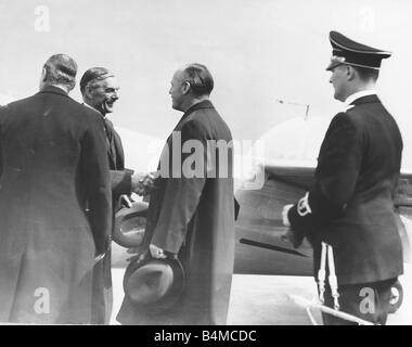 Neville Chamberlain Prime Minister with Herr Von Ribbentrop after talks ...