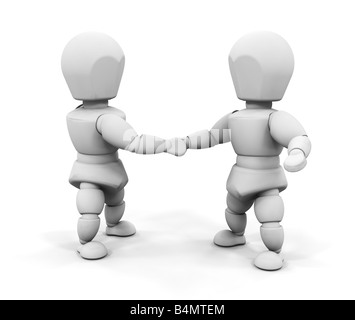 Two 3d people shaking hands on puzzle pieces Stock Photo - Alamy
