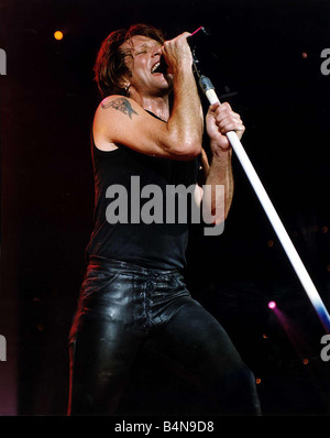 Jon Bon Jovi Pop Singer performing with band at Hammersmith Odeon in ...