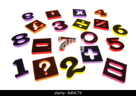 Plastic Numbers and Mathematical Symbols Stock Photo - Alamy