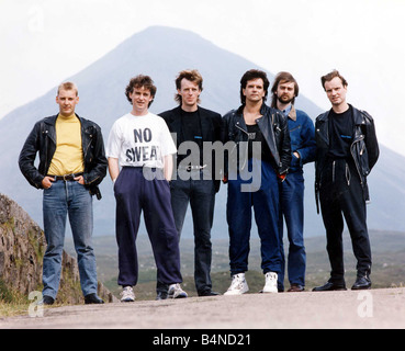 Runrig music groups 1991 Donnie Munro and band members crew Stock Photo ...