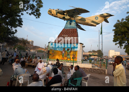 A MiG fighter jet stands as a memorial in the center of Hargeisa ...