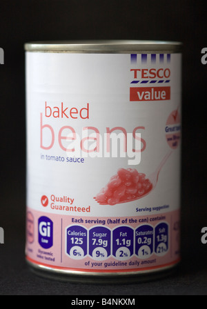 a can of Tesco Value Baked beans food Stock Photo - Alamy
